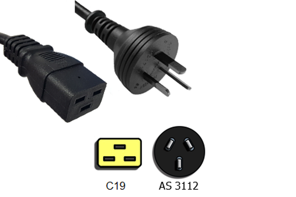 Power Cord for Quad Floods (Australia): 3m, 3 Conductor, 16A/250V - Uvitron